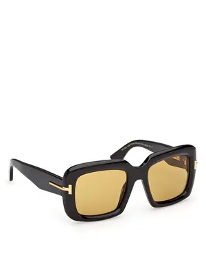 TOM FORD Square Sunglasses, 53mm - Black/brown