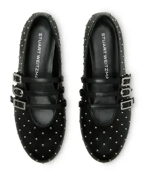 STUART WEITZMAN Sostud Mary Jane Ballet Flat - Black