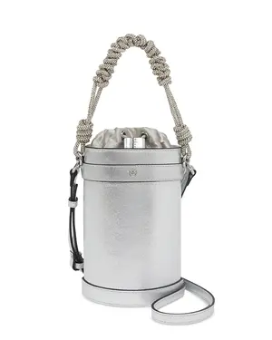 Pinko Mini Metallic Leather Bucket Bag