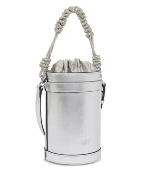 Pinko Mini Metallic Leather Bucket Bag