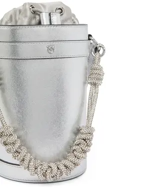 Pinko Mini Metallic Leather Bucket Bag