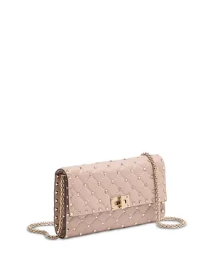 Valentino Garavani Rockstud Spike Crossbody Clutch Bag - Poudre