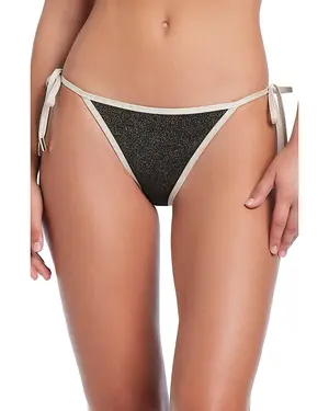 Red Carter Metallic Tie Side Bikini Bottom - Black