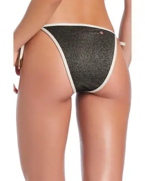 Red Carter Metallic Tie Side Bikini Bottom