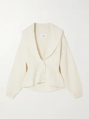 LISA YANG Alessandra Ribbed Cashmere Cardigan - Neutrals