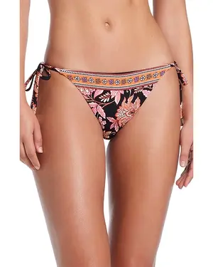 Red Carter Mixed Print Tie Side Bikini Bottom - Fashion Multi
