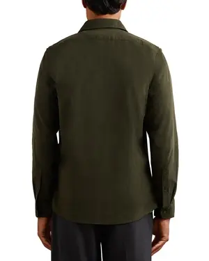 REISS Long Sleeve Fine Cord Button Front Shirt