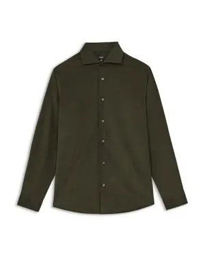 REISS Long Sleeve Fine Cord Button Front Shirt