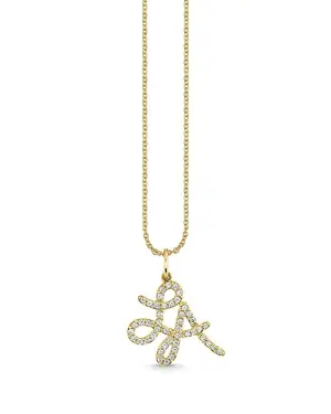SYDNEY EVAN 14k Yellow Diamond La Script Charm Necklace - Gold