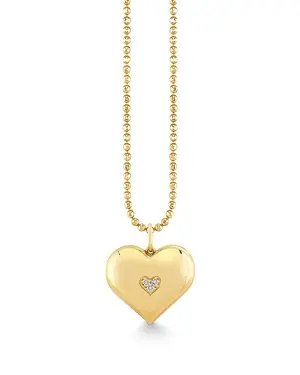 SYDNEY EVAN 14k Yellow Diamond Wallpaper Heart Locket Necklace - Gold