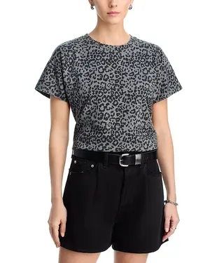 Rag & Bone Kelly Leopard Boxy Tee - Washed Black