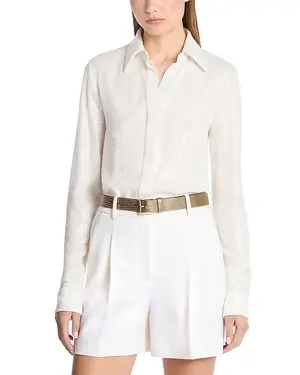 Michael Kors Linear Sequin Hansen Silk Shirt - Ivory