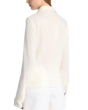 Michael Kors Linear Sequin Hansen Silk Shirt - Ivory