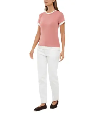 Three Dots Veronica Layered Short Sleeve Tee - Withered Rose
