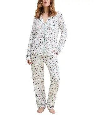 PETITE PLUME Merry Meow Pima Pajama Set - White