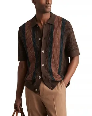 REISS Bradley Short Sleeve Knit Sweater - Brown Multi