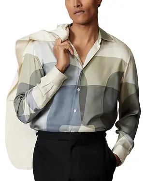 REISS Long Sleeve Printed Button Front Shirt
