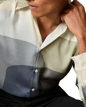 REISS Long Sleeve Printed Button Front Shirt