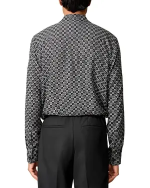 REISS Long Sleeve Printed Button Front Shirt