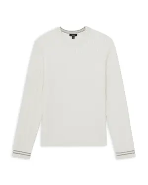 REISS Long Sleeve Cable Knit Crewneck Sweater - White