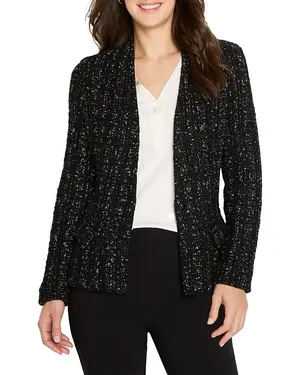NIC+ZOE Metallic Grid Knit Jacket - Black Mix