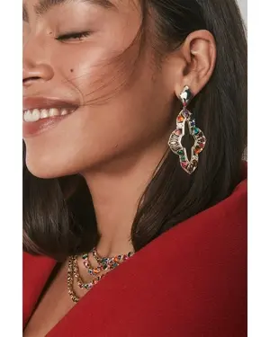 Kendra Scott Abbie Stone Open Frame Statement Earrings - Multi/gold