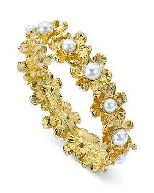 Ted Baker London Imitation Pearl Daisy Bangle - Gold Tone