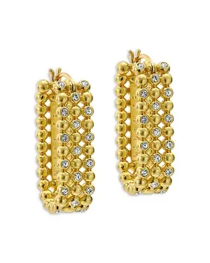 Ted Baker London Crystal And Bead Oval Hoop Earrings - Gold Tone