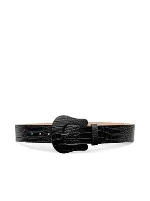 L'Agence Clemence Croc-embossed Leather Belt