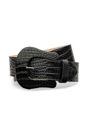 L'Agence Clemence Croc-embossed Leather Belt