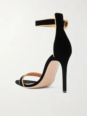 GIANVITO ROSSI Portofino 105 Metallic Leather-trimmed Velvet Sandals - Black