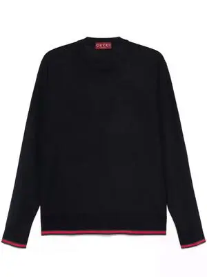 Gucci Web-trim Wool Sweater - Blue