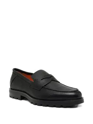 Santoni Leather Penny Loafers