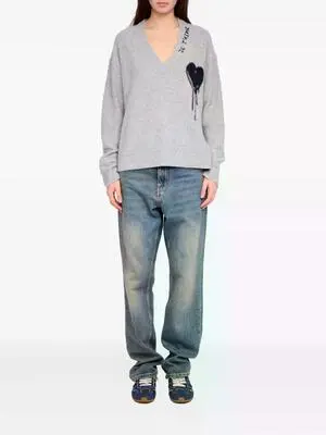 Zadig&Voltaire Mikyz Cashmere Sweater With Heart Motif - Grey