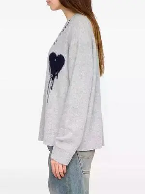 Zadig&Voltaire Mikyz Cashmere Sweater With Heart Motif - Grey