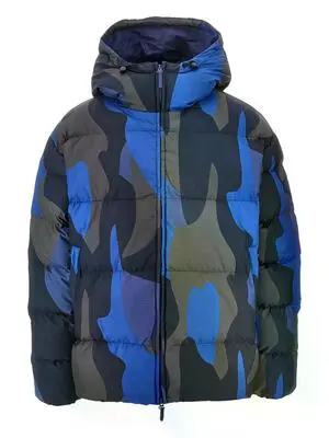 Emporio Armani Hooded Camouflage-print Jacket - Blue