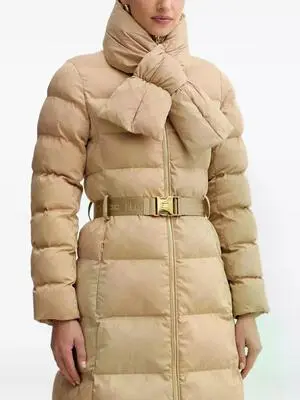 Elisabetta Franchi Belted Padded Coat - Neutrals