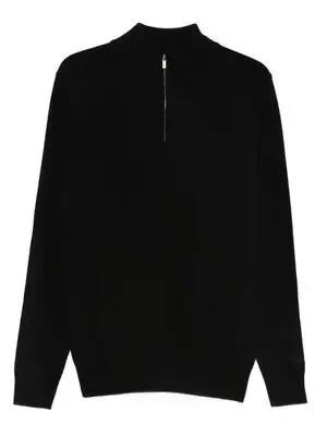MC2 SAINT BARTH Zip Mock-neck Sweater - Black