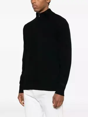 MC2 SAINT BARTH Zip Mock-neck Sweater - Black
