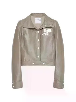 COURREGES Vinyl Cropped Jacket - Brown