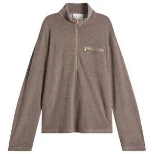 MKI MIYUKI ZOKU Towelling Quarter Zip - Brown