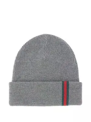 Gucci Ribbed Knit Beanie - Grey