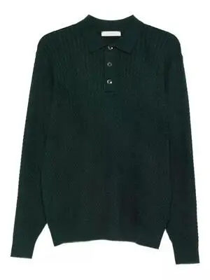 DIKTAT Cable-knit Polo Shirt - Green