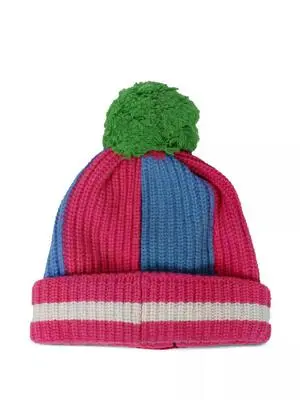 CHARLES JEFFREY Striped Pompom Beanie - Pink