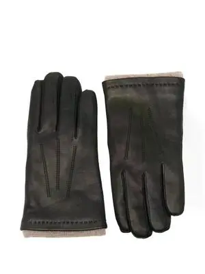 Orciani Stitched Leather Gloves - Brown