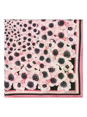 Longchamp Anemone Floral Scarf - Pink