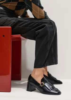ME+EM Fringe Block Heel Loafer