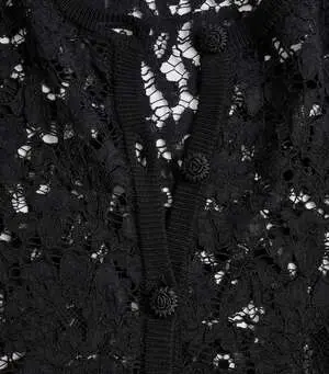 Valentino Garavani Lace Feather-trim Cardigan - Black