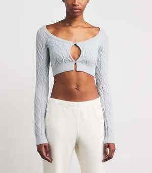 SKIMS Cable-knit Cropped Cardigan