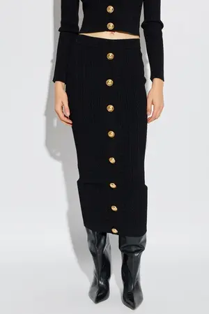 Balmain Buttoned Knit Midi Skirt